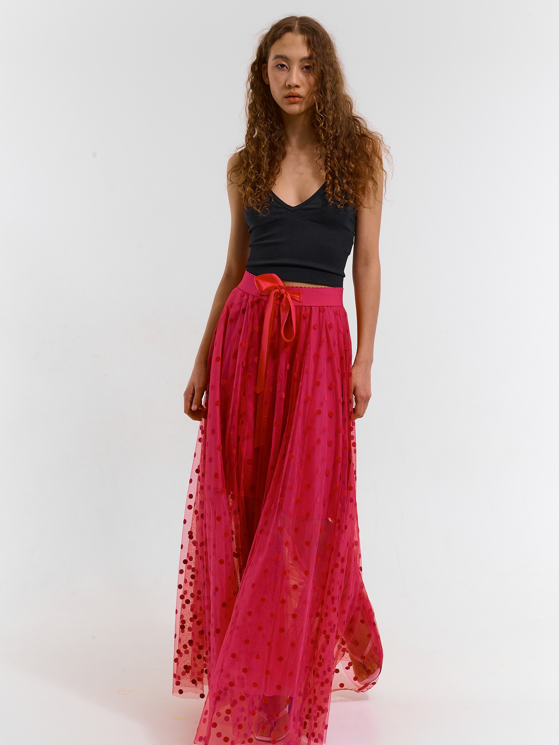 Tulle maxi polka dot skirt | GATE